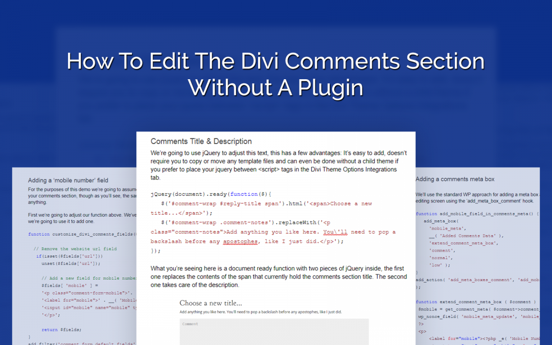How to Edit the Divi Comments Section Without a Plugin - Divi and ...